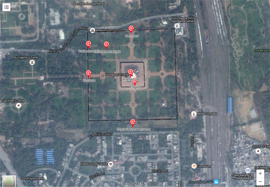 Map of Humayun's Tomb • Approach Guides